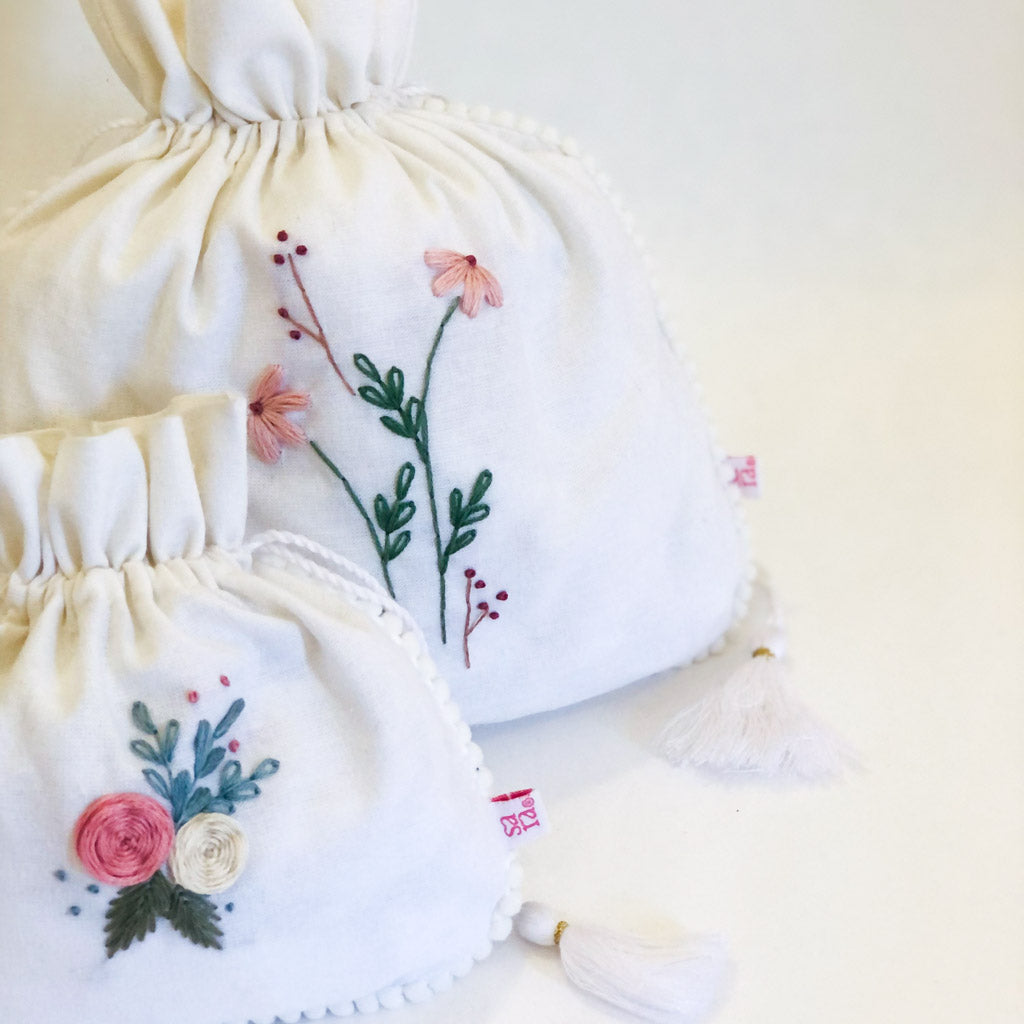 Hand embroidered floral Pouches – SARA